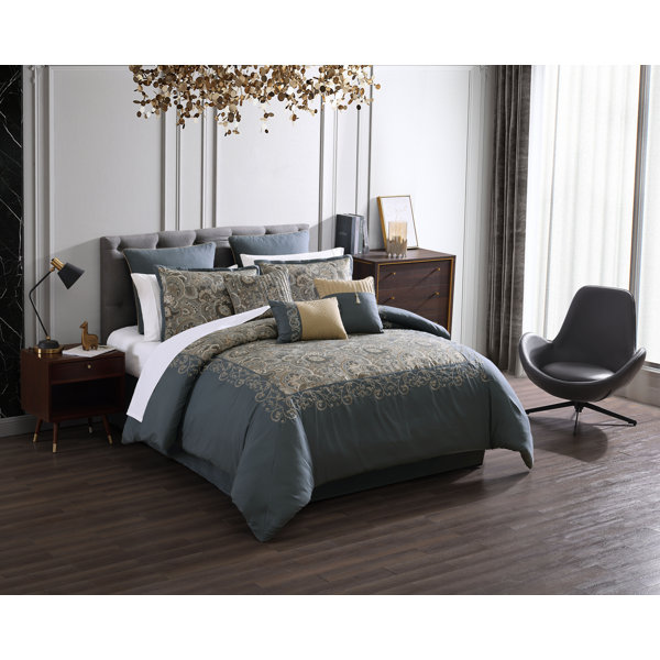 Riverbrook Home Coley Blue Blue 9 Piece Comforter Set | Wayfair